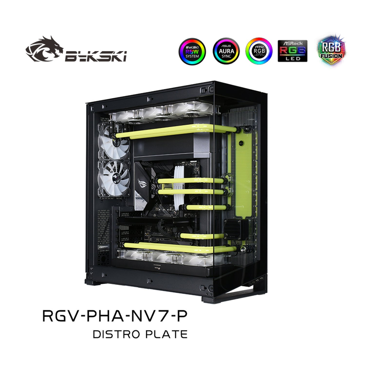 Bykski Distro Plate Kit For Phanteks NV7 Case, 5V A-RGB Complete Loop ...