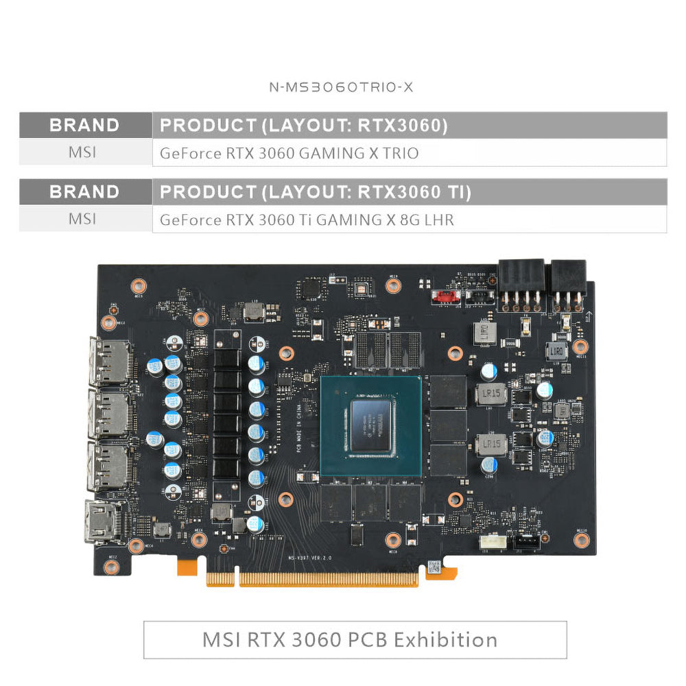 Bykski GPU Water Block For MSI RTX 3060Ti/3060/3050 Gaming, Full Cover ...