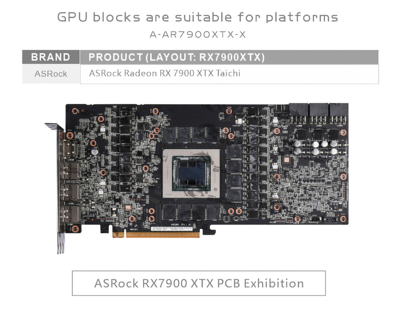 Bykski GPU Water Block For Asrock RX 7900 XTX Taichi, Full Cover With ...