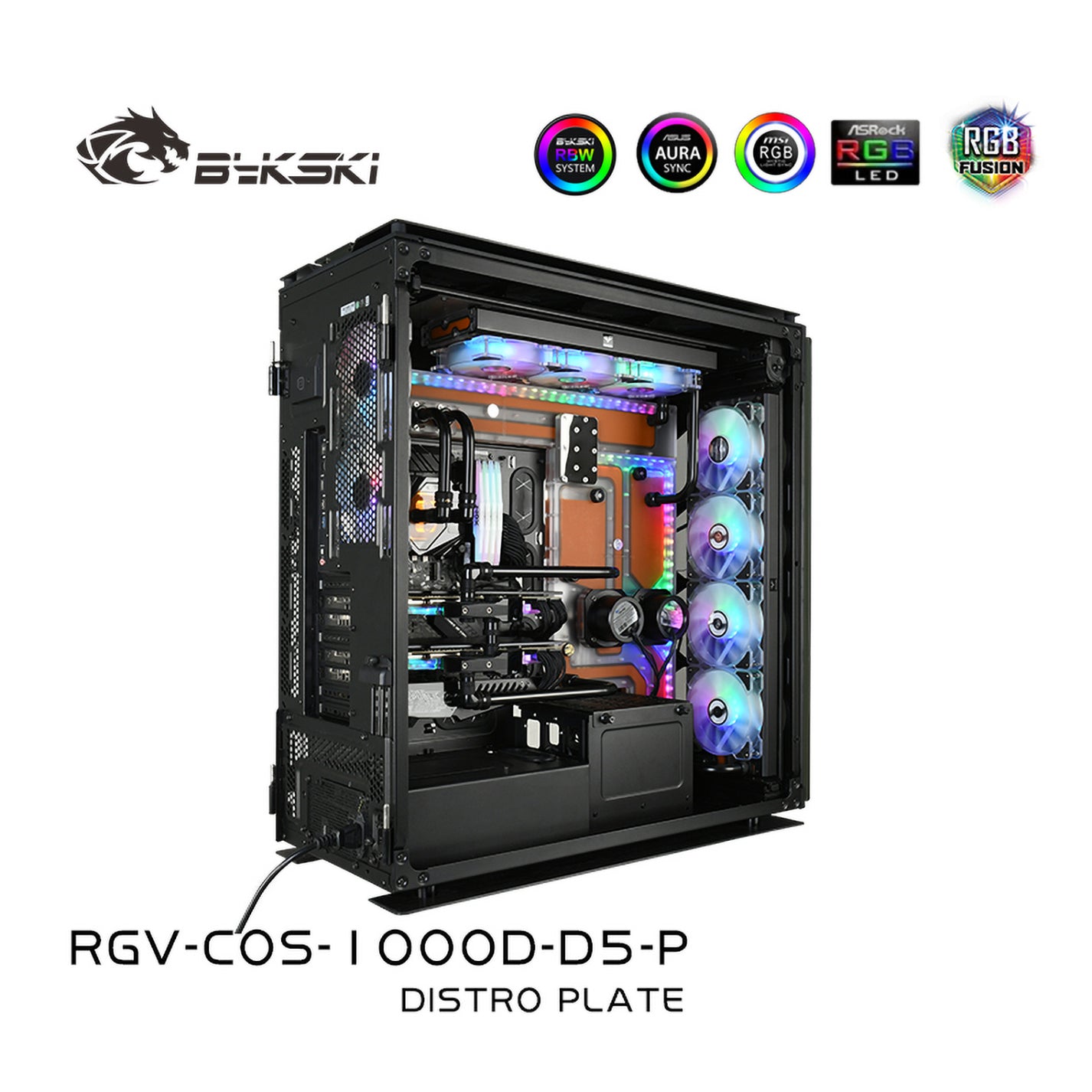 Bykski Distro Plate Kit For Corsair 1000D Case, 5V A-RGB Complete Loop ...